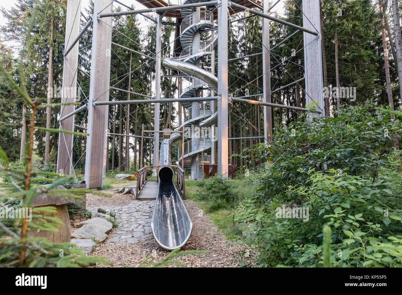 Treetop Walkway in Lipno, Sightseeing trail in tree crowns. Wooden ...