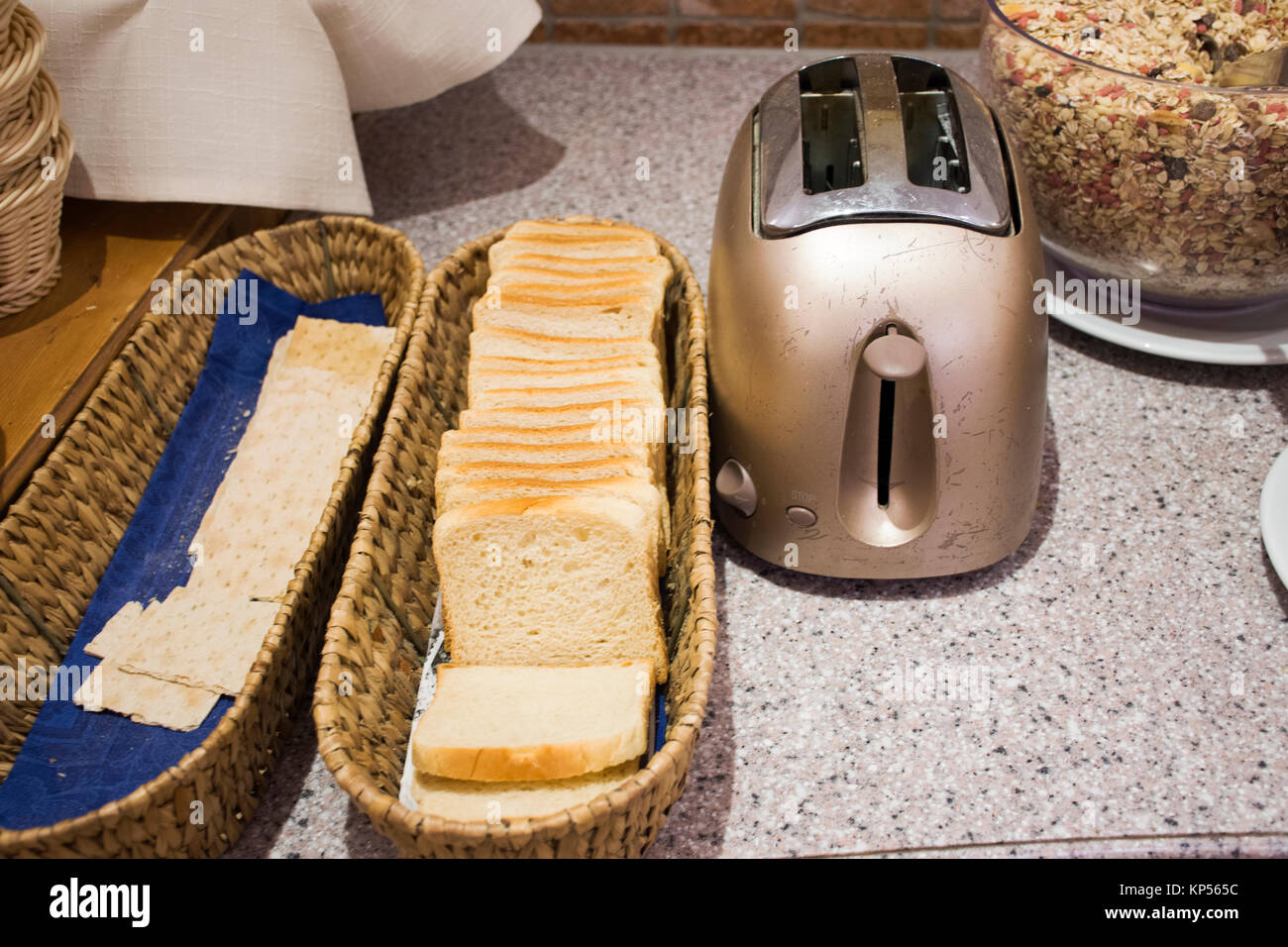 Bread and biscuit and Toaster for cooking in restaurant room at resort ...