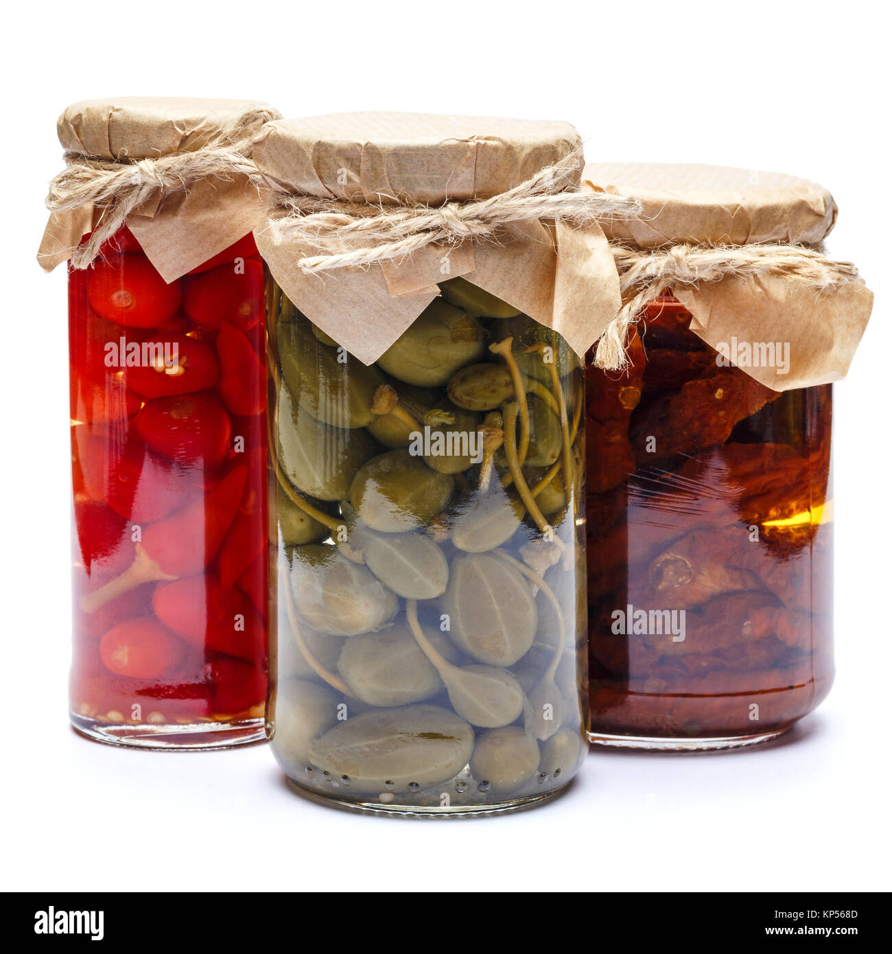Traditional italian canned snacks - pepper, capers, sun dried tomato ...