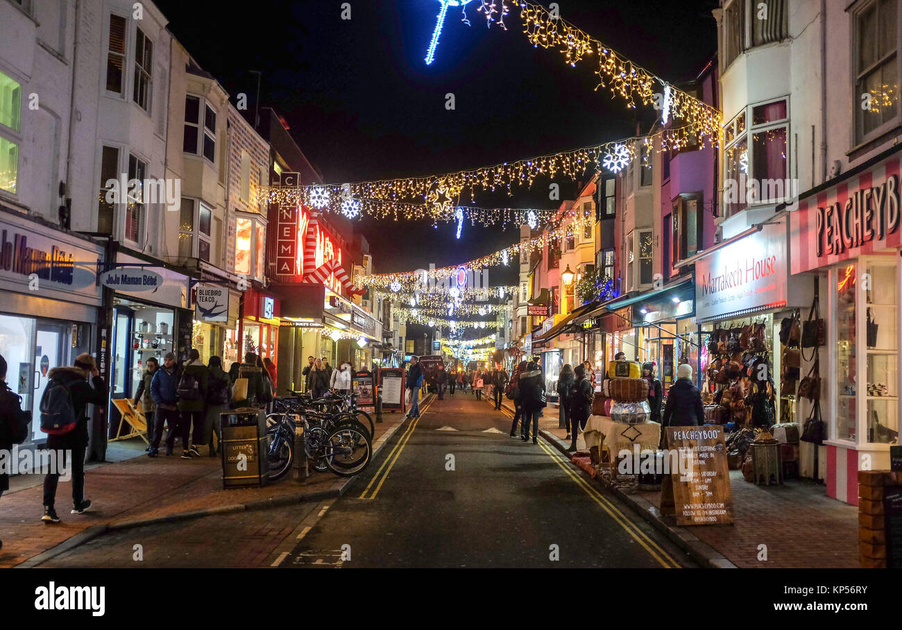 Brighton UK 12th December 2017 - Christmas street lights in the North ...