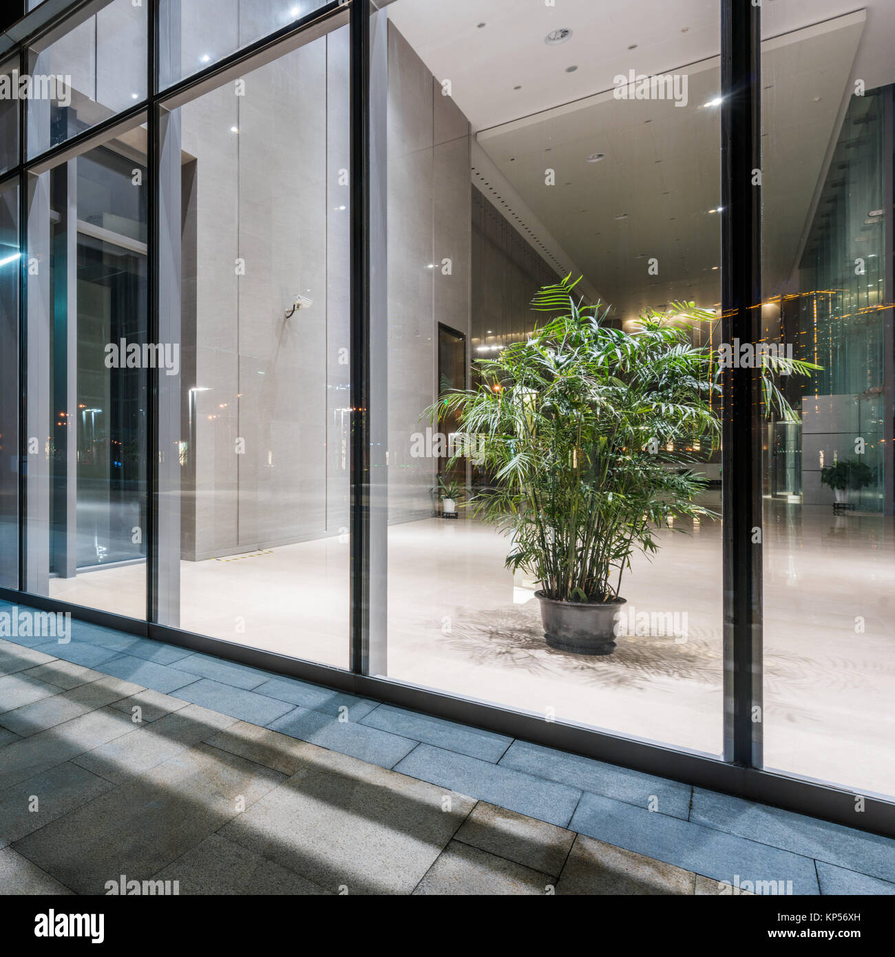 square front of modern office buildings in Shanghai financial district ...