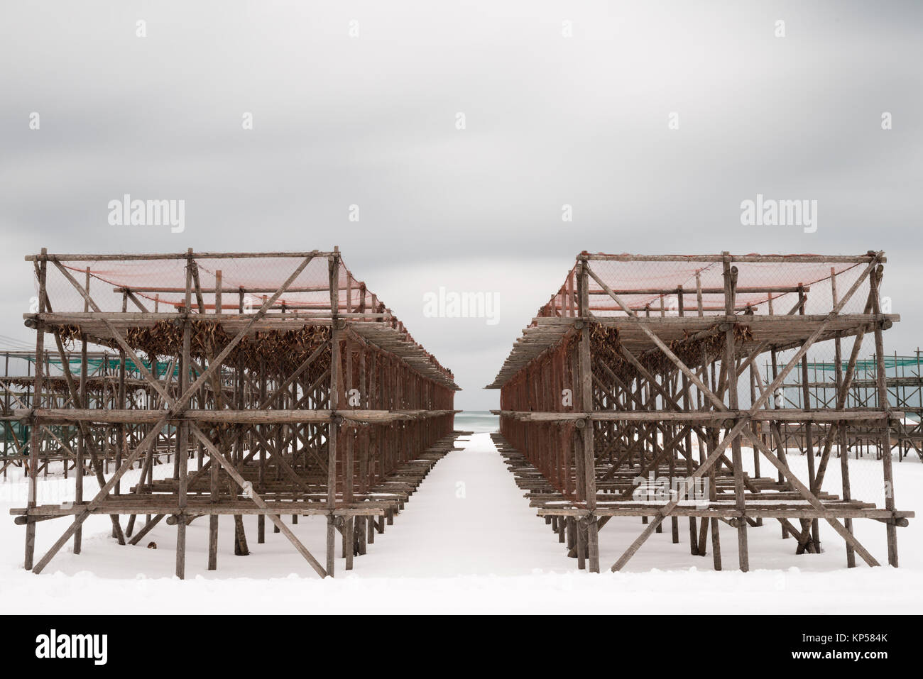 Fish drying rack Hokkaido Japan Stock Photo - Alamy