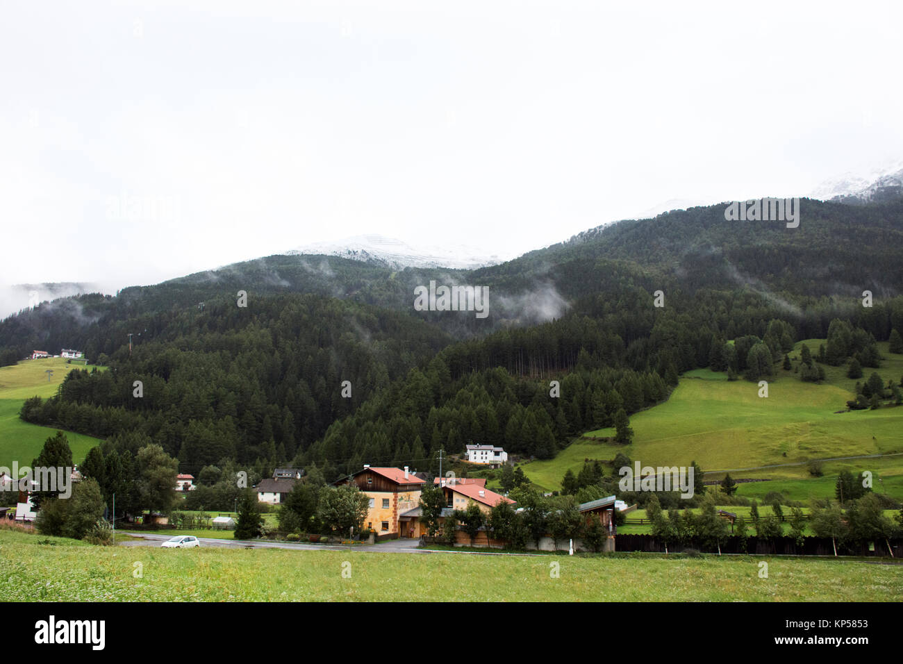 Graun im Vinschgau village near Submerged tower of reschensee church ...