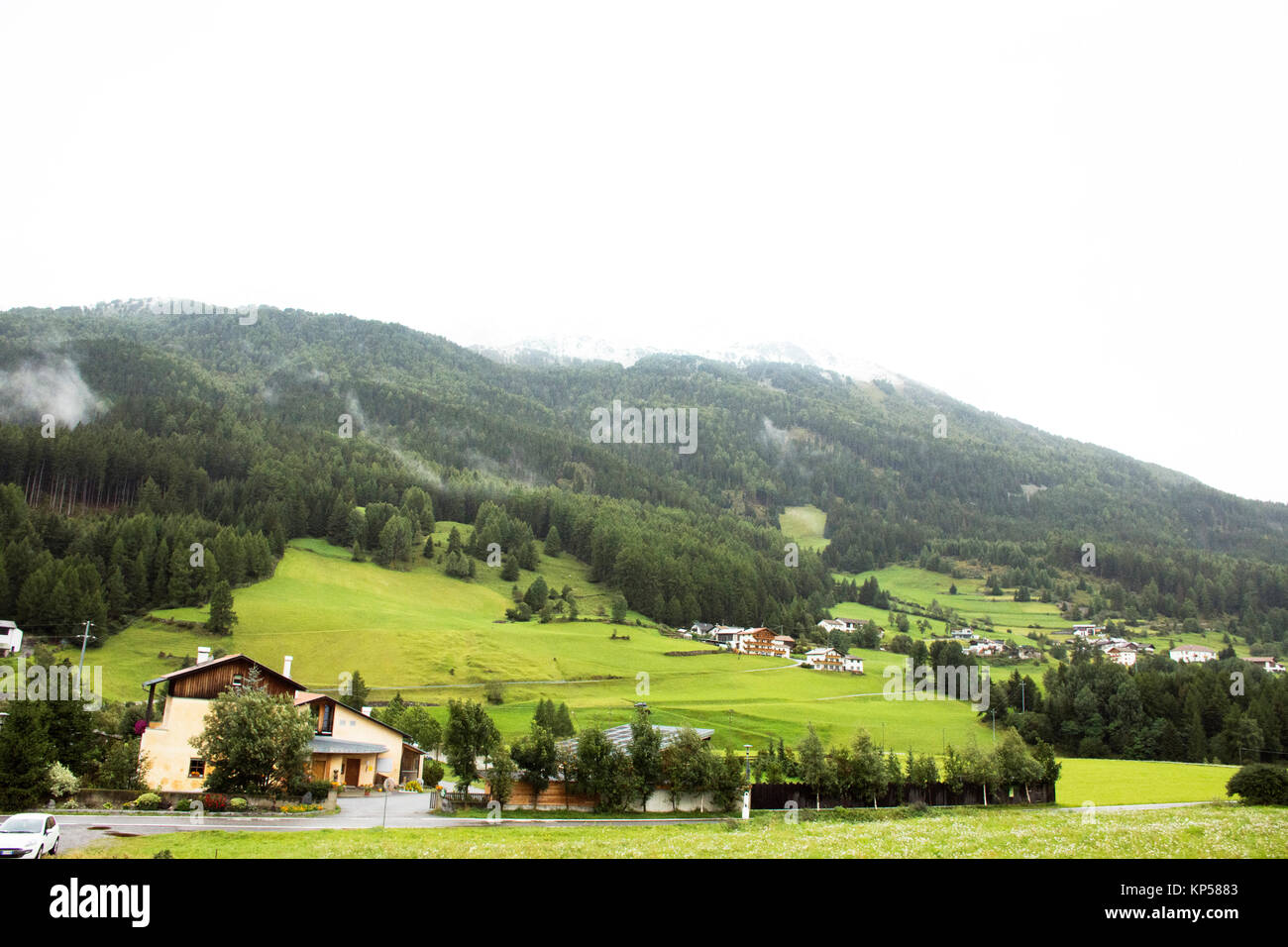 Graun im Vinschgau village near Submerged tower of reschensee church ...