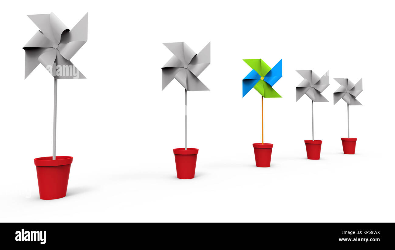 Gray and colored pinwheels Stock Photo - Alamy