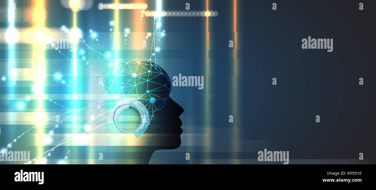 Abstract Artificial intelligence. Technology web background. Virtual ...