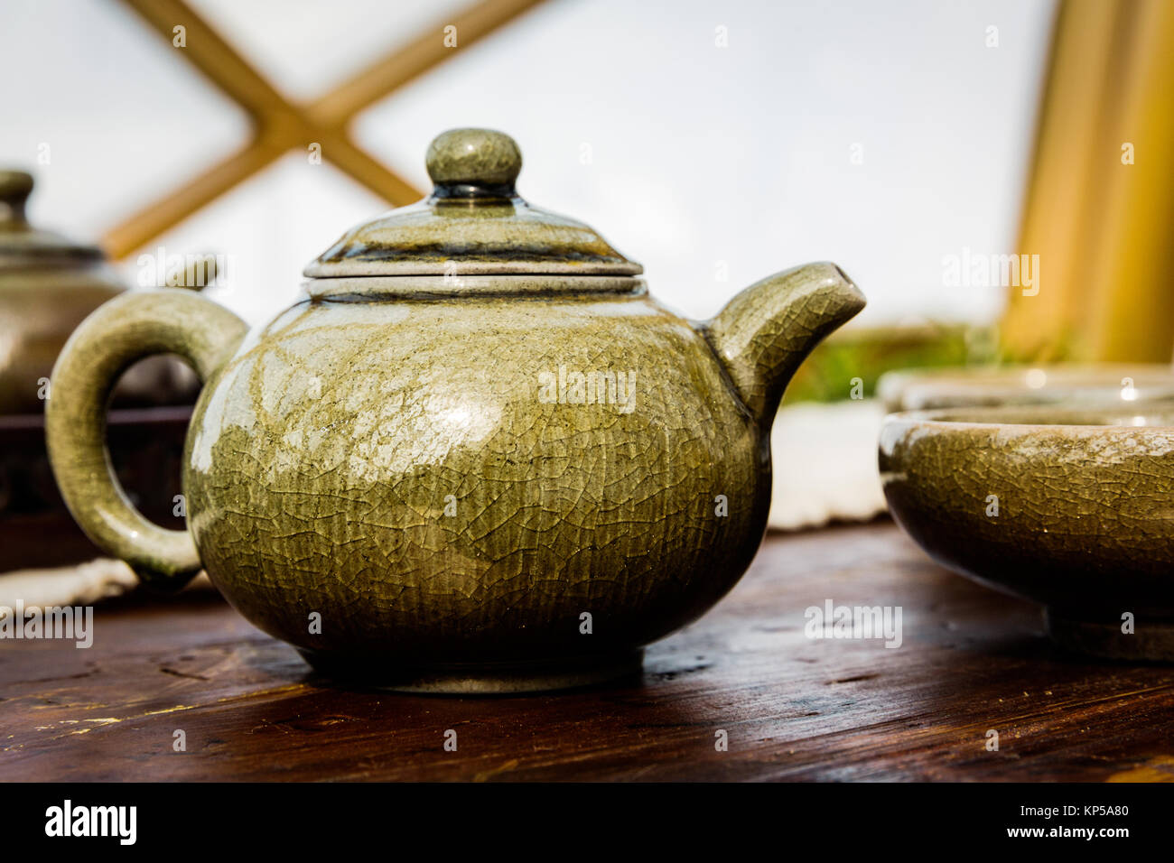 Chinese traditional tea set on table Stock Photo - Alamy