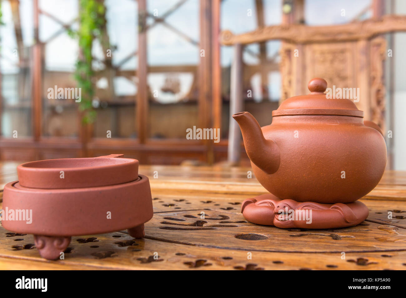 Chinese traditional tea set on table Stock Photo - Alamy