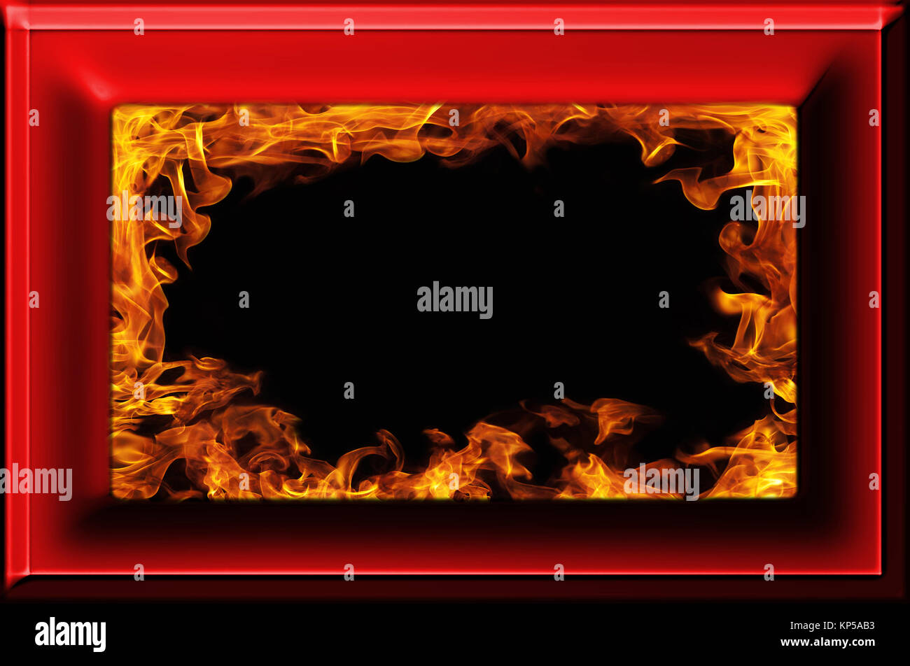 fire frame on red background frame Stock Photo - Alamy