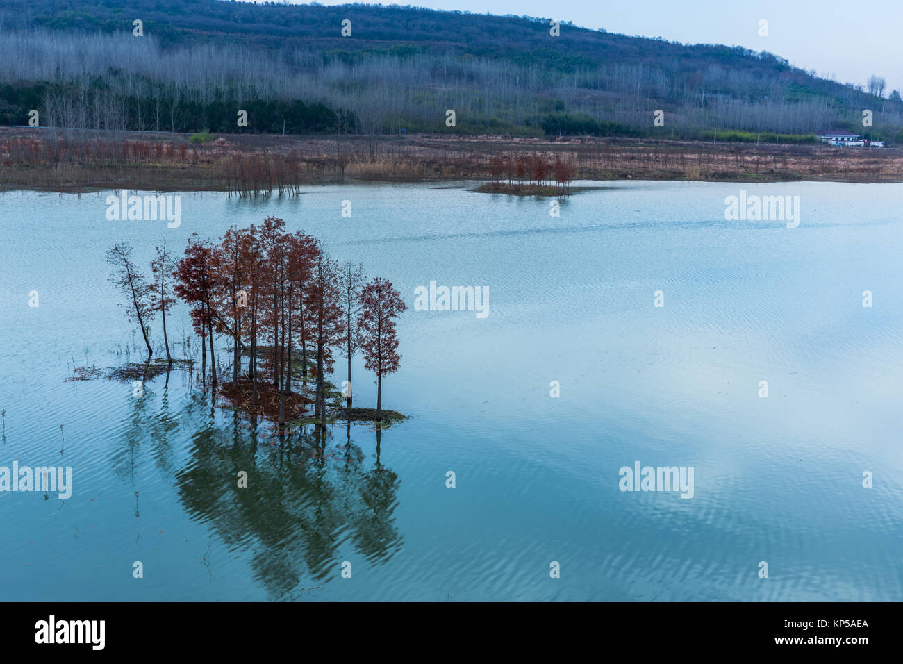 panoramic view of river in natural park of Xuyu,Jiangsu province,China ...
