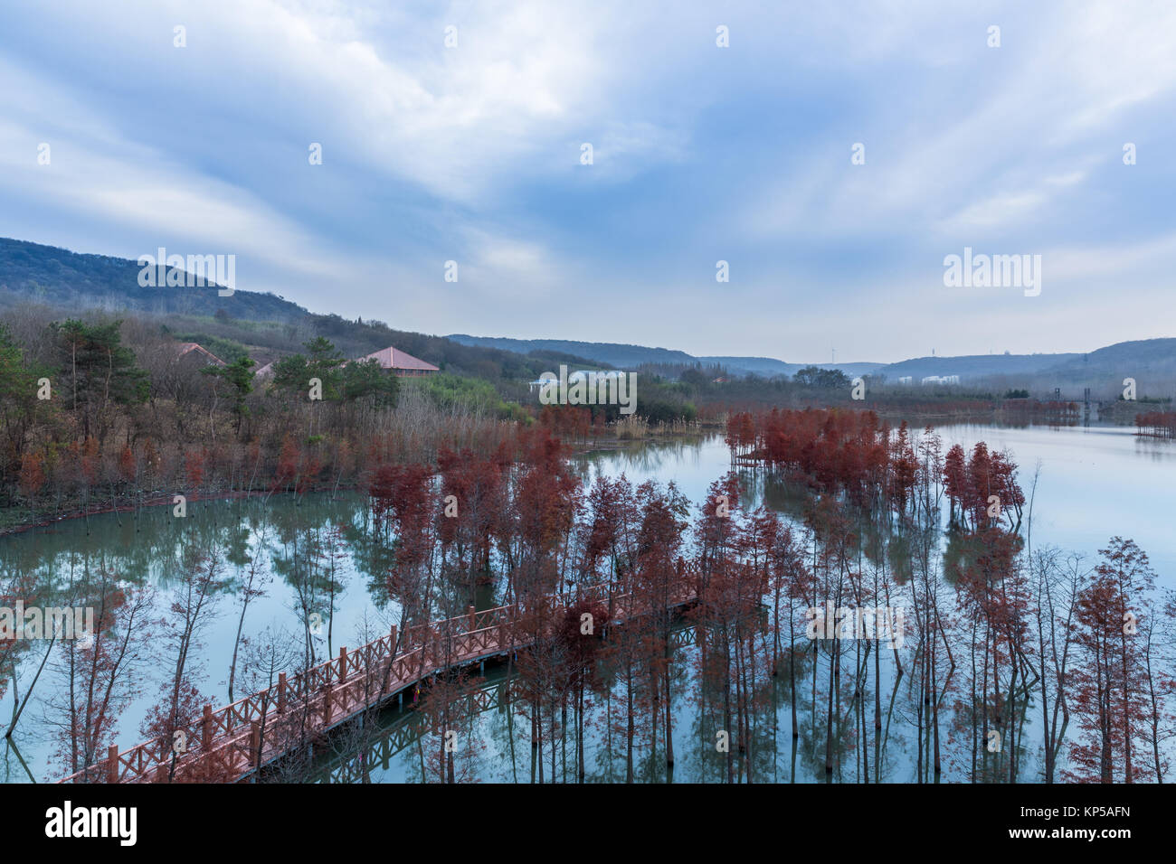panoramic view of river in natural park of Xuyu,Jiangsu province,China ...