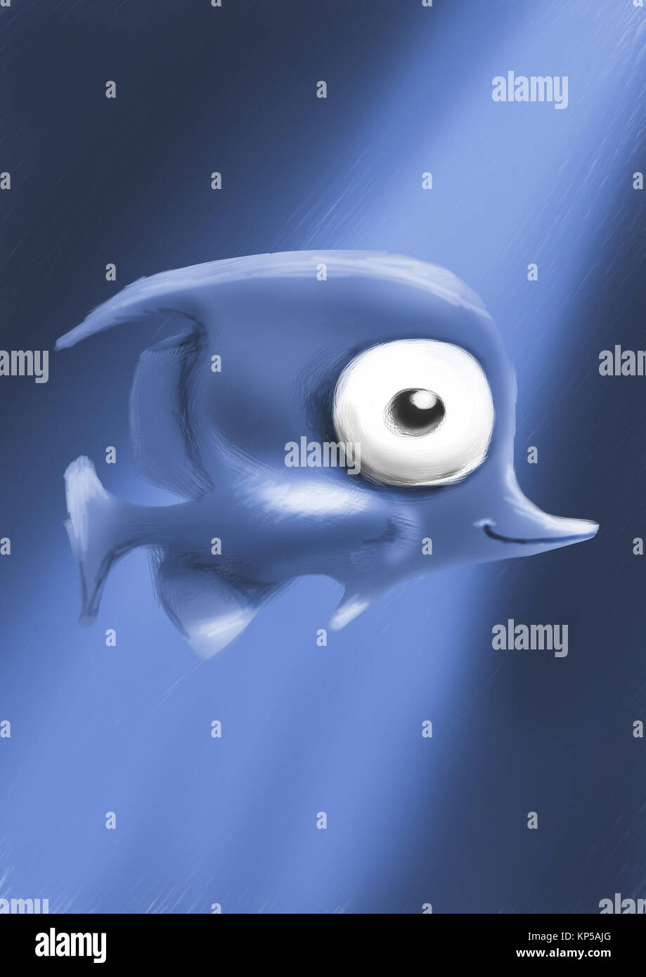 digital painting of small fish on a white background Stock Photo - Alamy