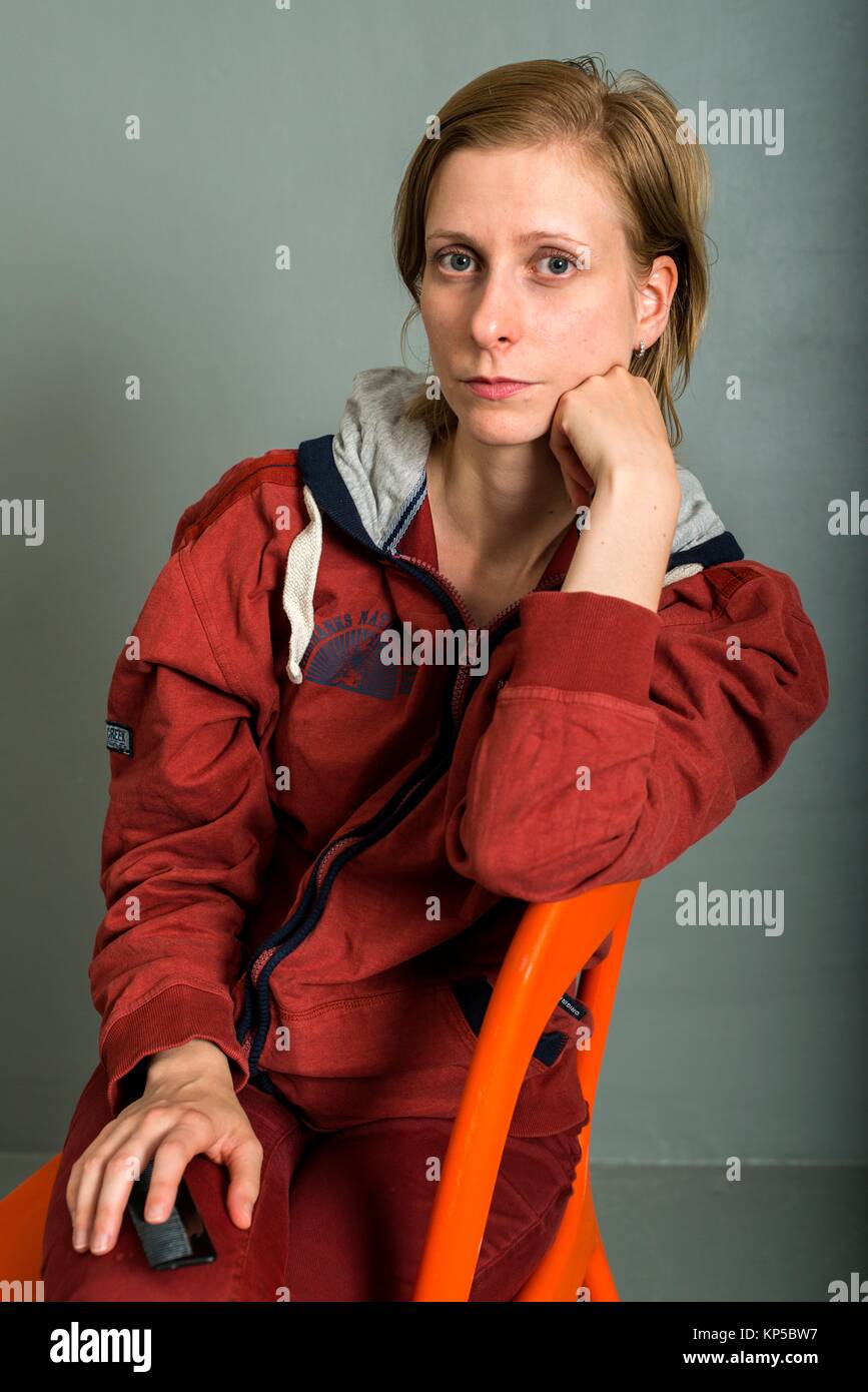 Tilburg, Netherlands. Studio portrait of an adult, androgyn woman Stock ...