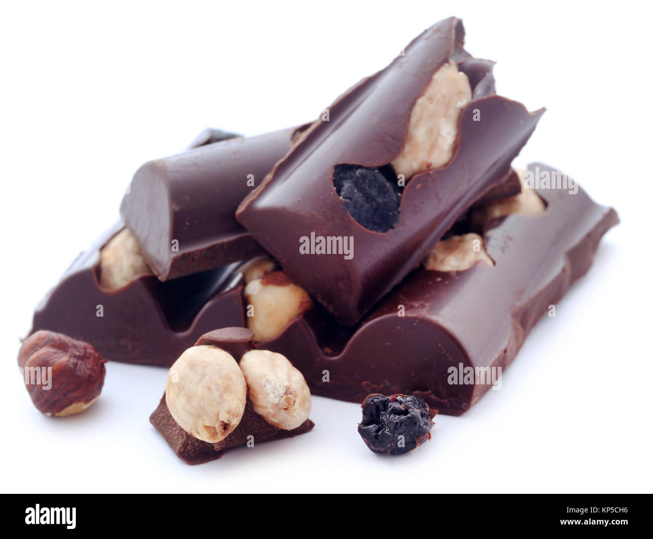 Nutty chocolate isolated over white background Stock Photo - Alamy