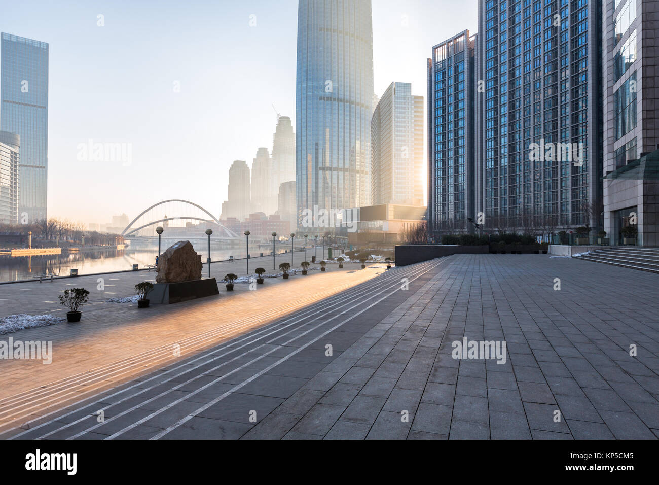 Modern building exterior and empty square floor in city of China Stock ...