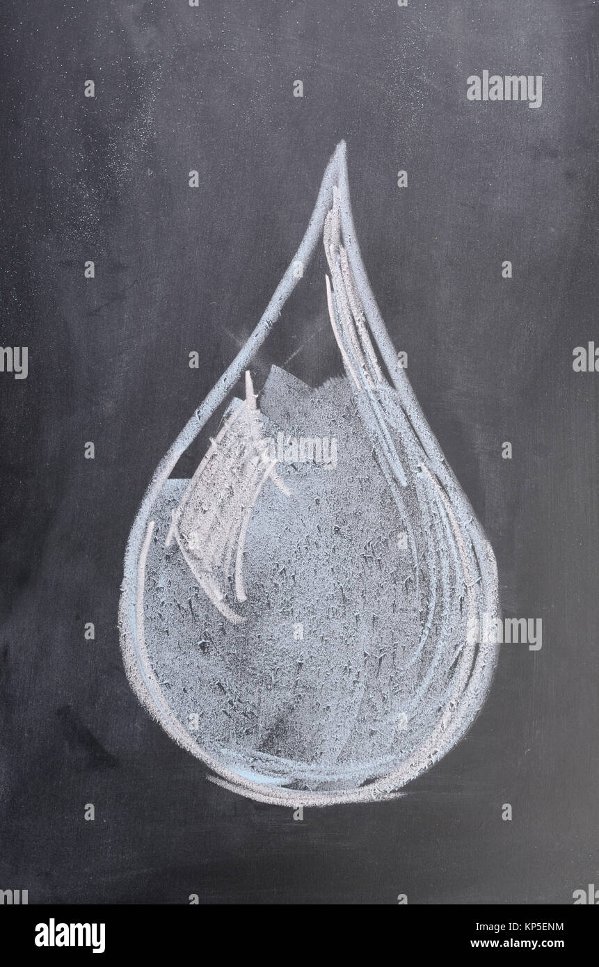 Chalkboard with a hand drawing drop of water Stock Photo - Alamy
