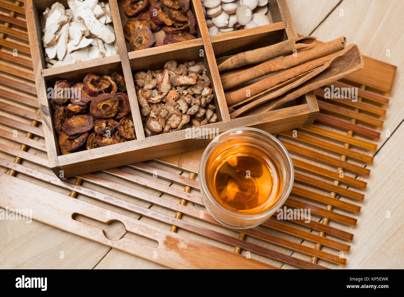 Chinese Herbal Medicine in box on table Stock Photo - Alamy