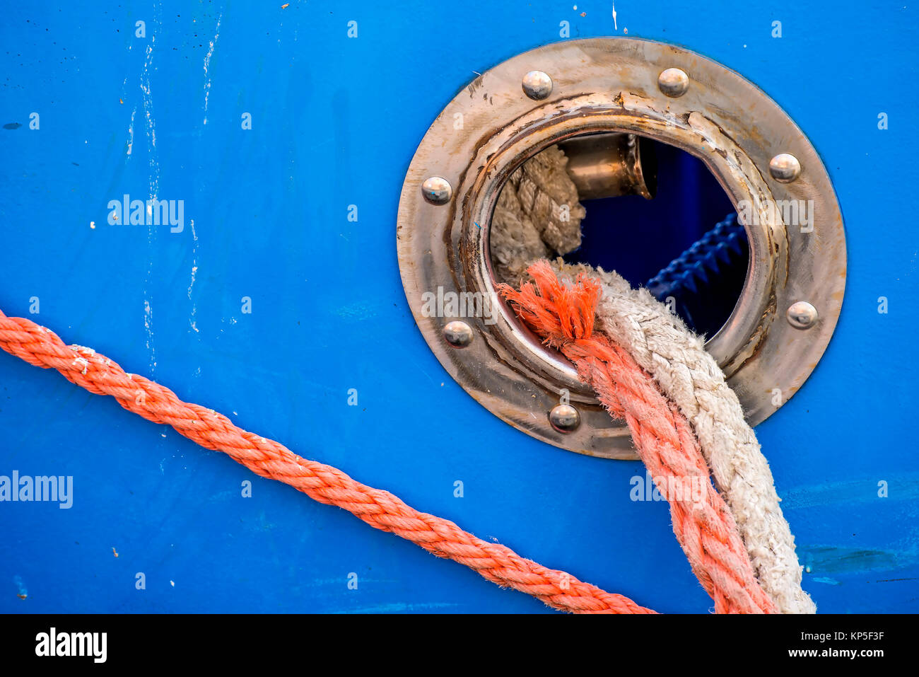 mooring lines on a fishing boat Stock Photo - Alamy