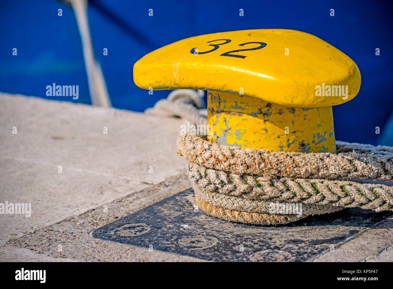 bollard in port Stock Photo - Alamy