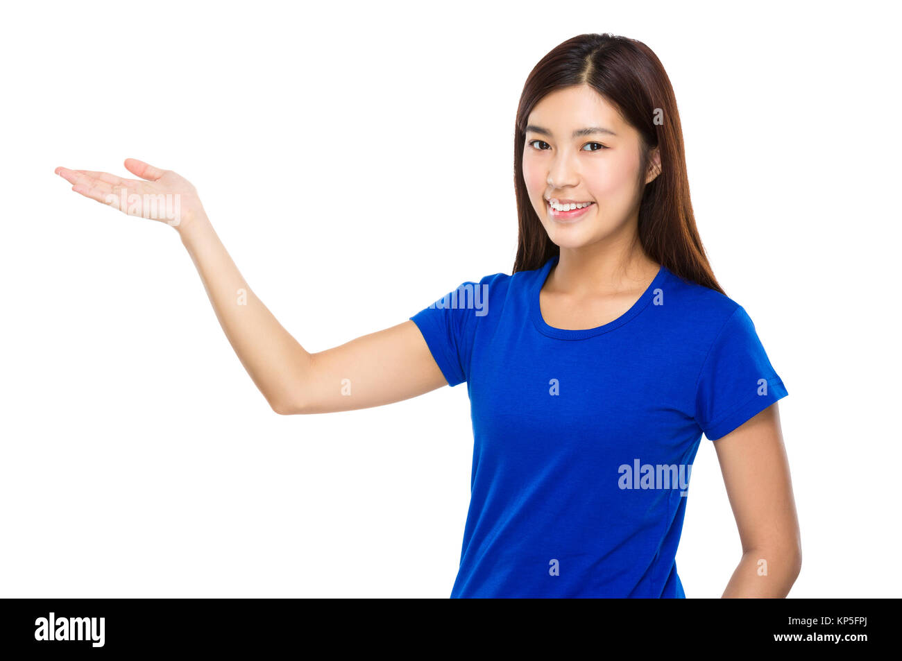 Woman with open hand palm Stock Photo - Alamy