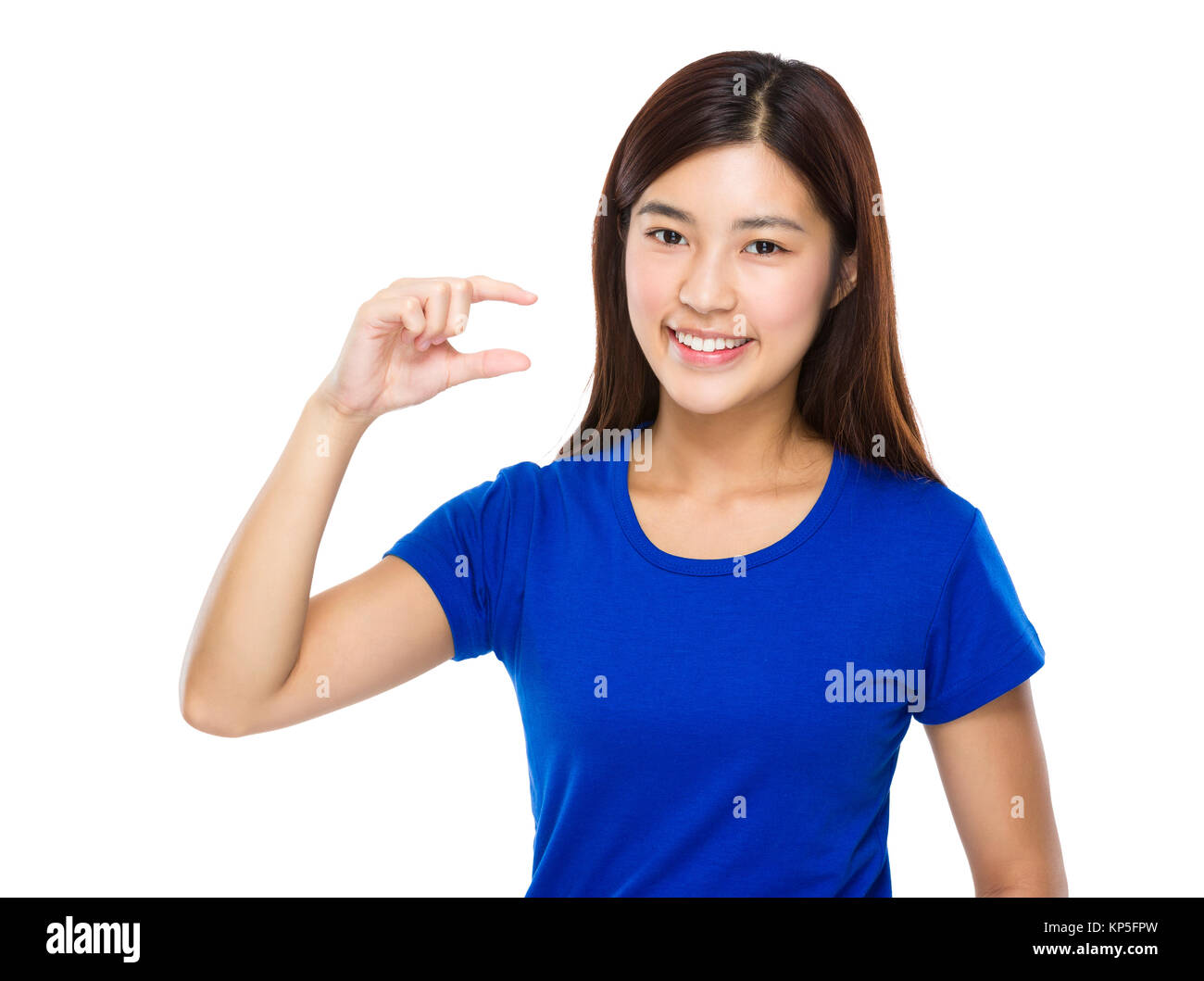 Woman with finger gap Stock Photo - Alamy