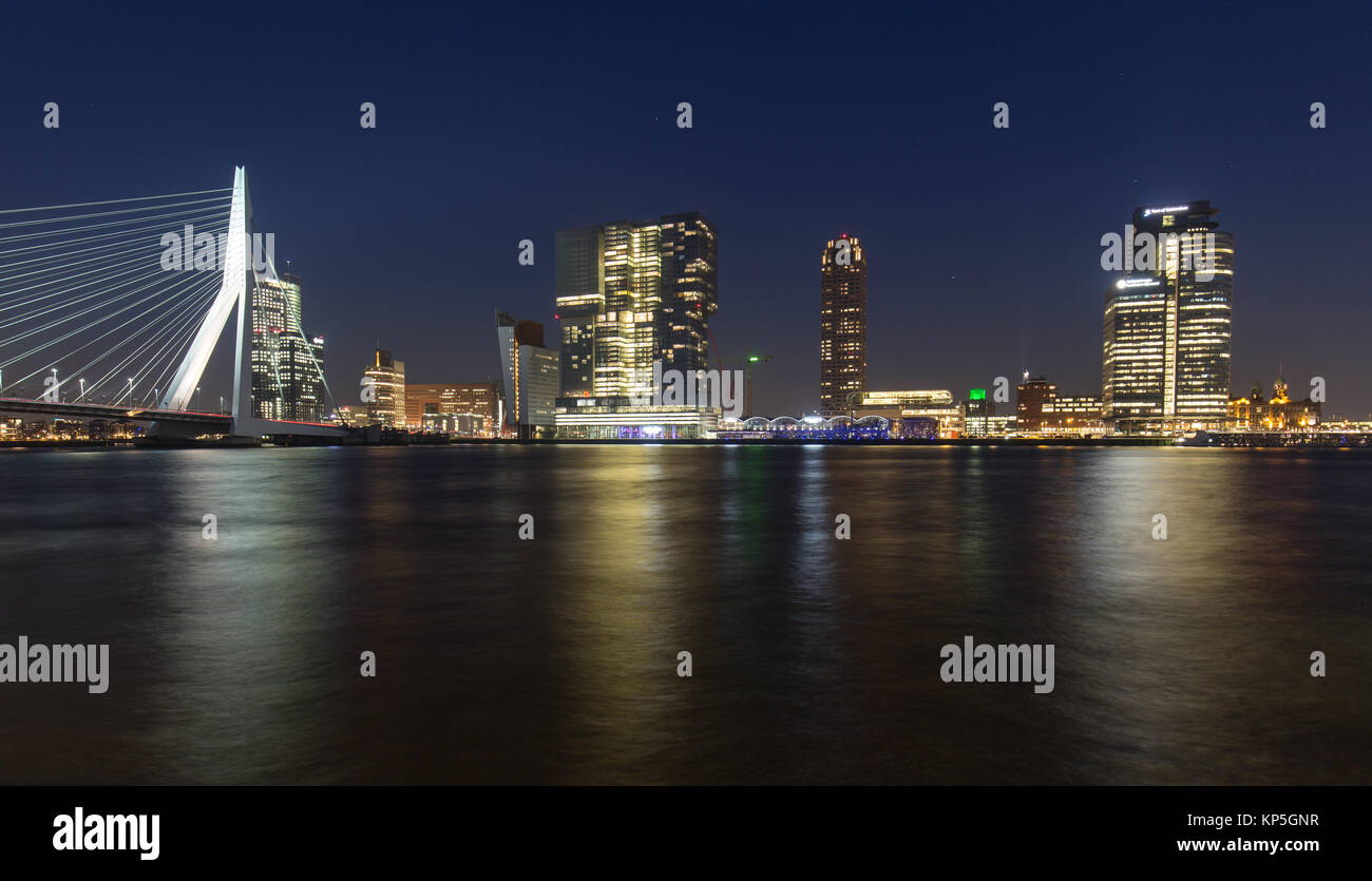 Rotterdam skyline at night. Landscape, nobody Stock Photo - Alamy
