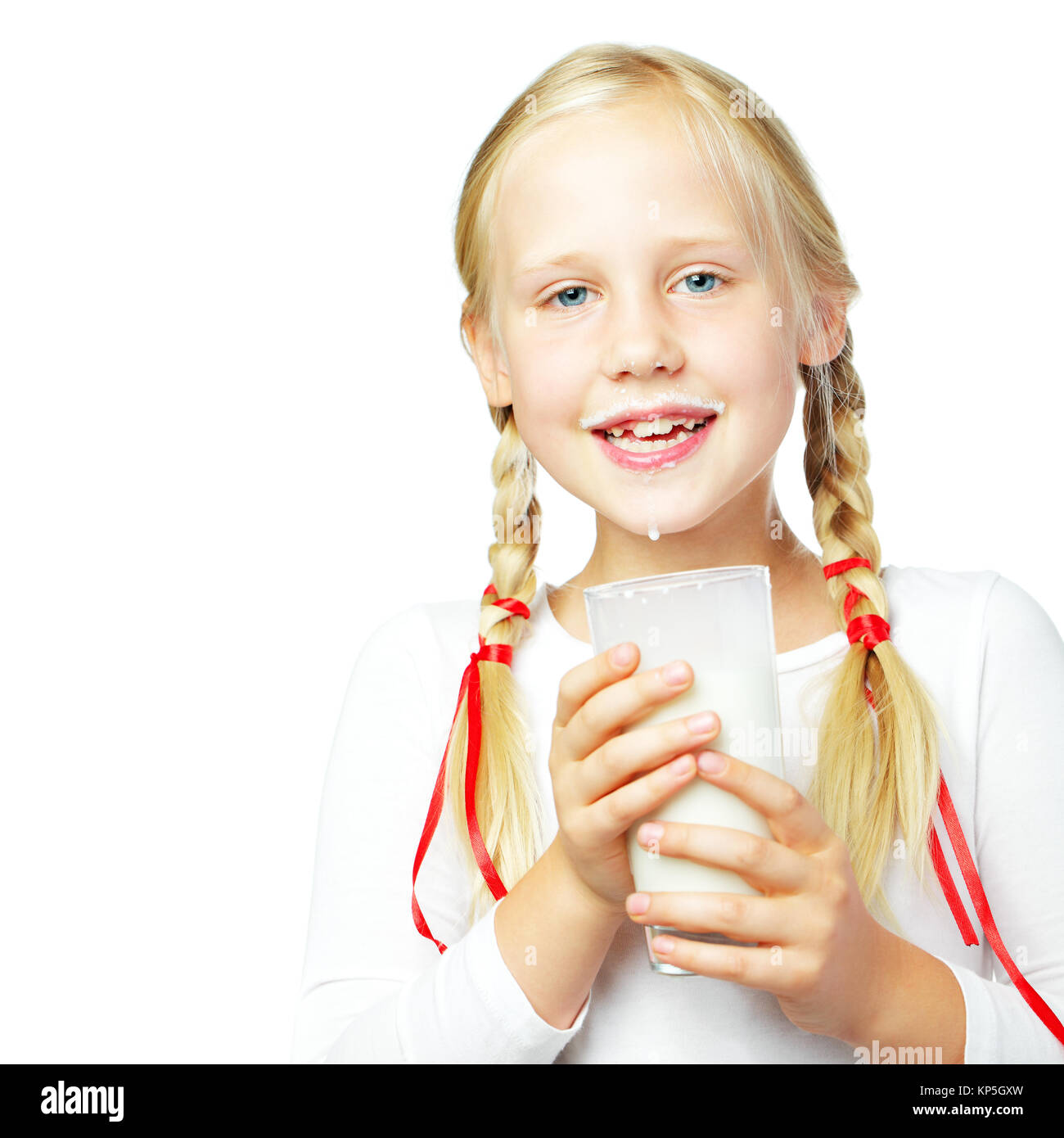 Milk Time - young girl drinking milk Stock Photo - Alamy