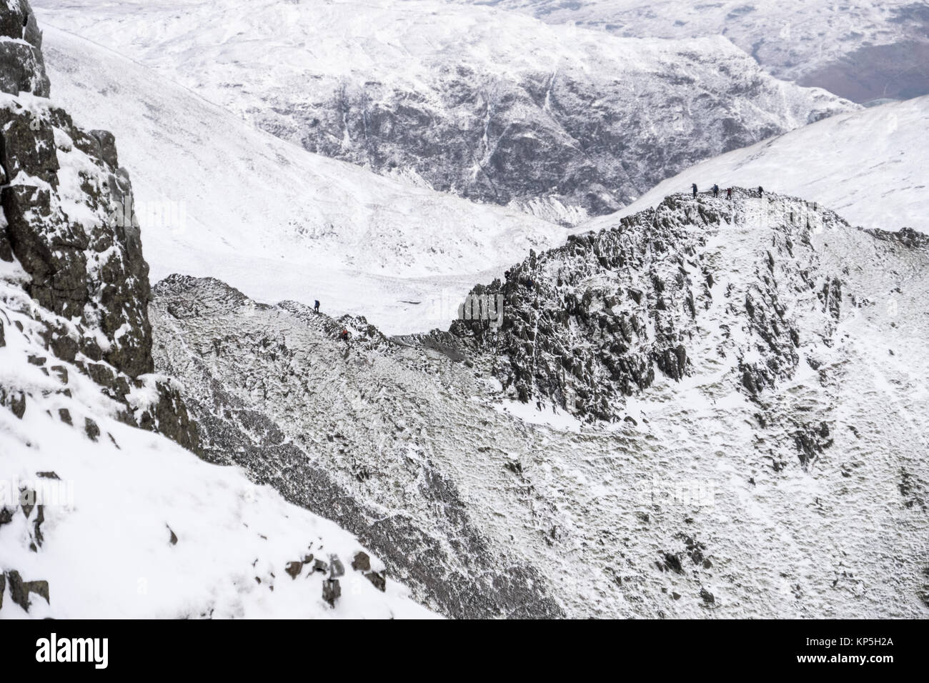 Striding Edge, a ridge leading onto the mountain of Helvellyn in The ...