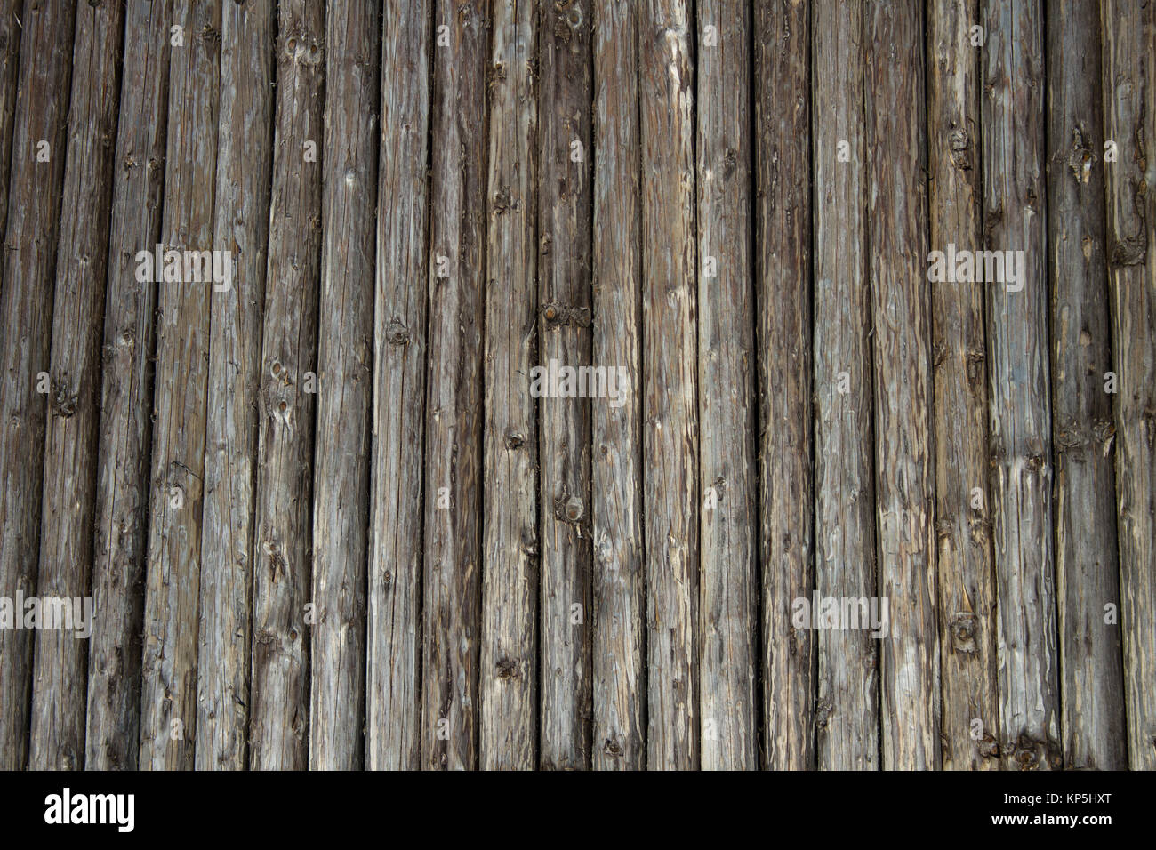 Wooden old untreated poles thick wall with natural background Stock ...