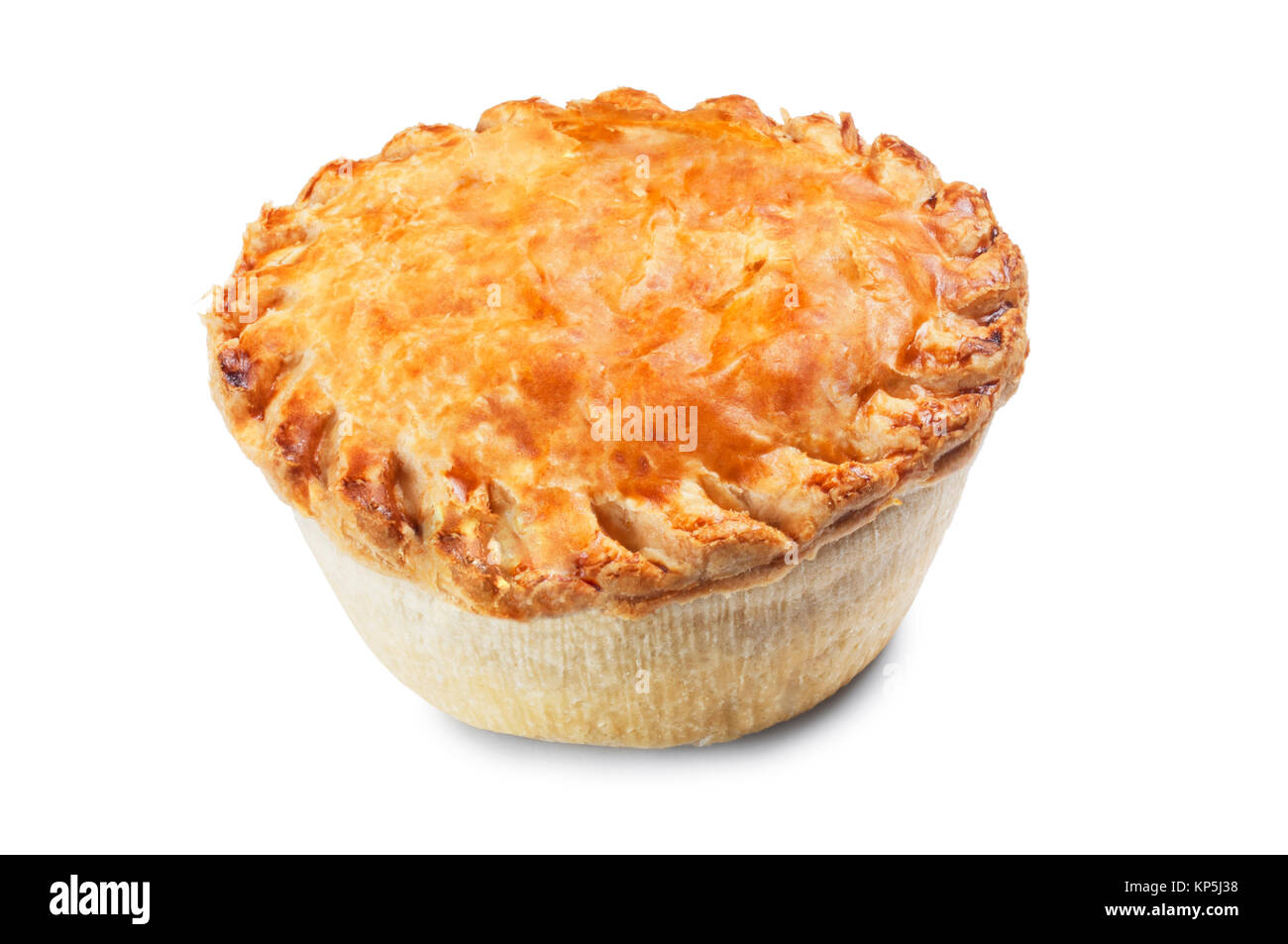 Single, cooked, meat pie isolated on white - John Gollop Stock Photo ...