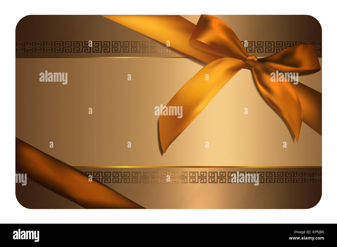 Gold gift card template. Gold background with gold ribbon for the ...
