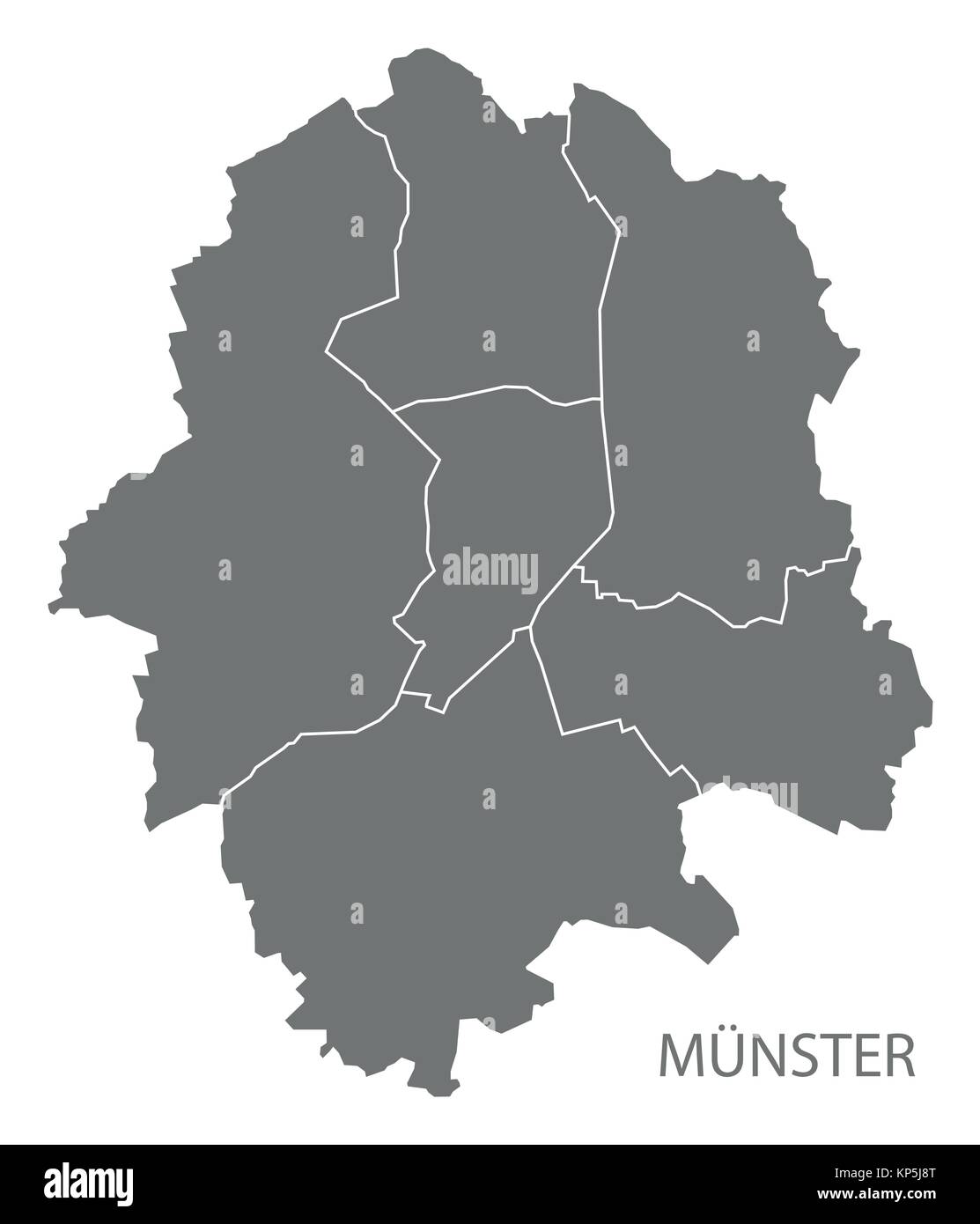 Munster city map with boroughs grey illustration silhouette shape Stock ...