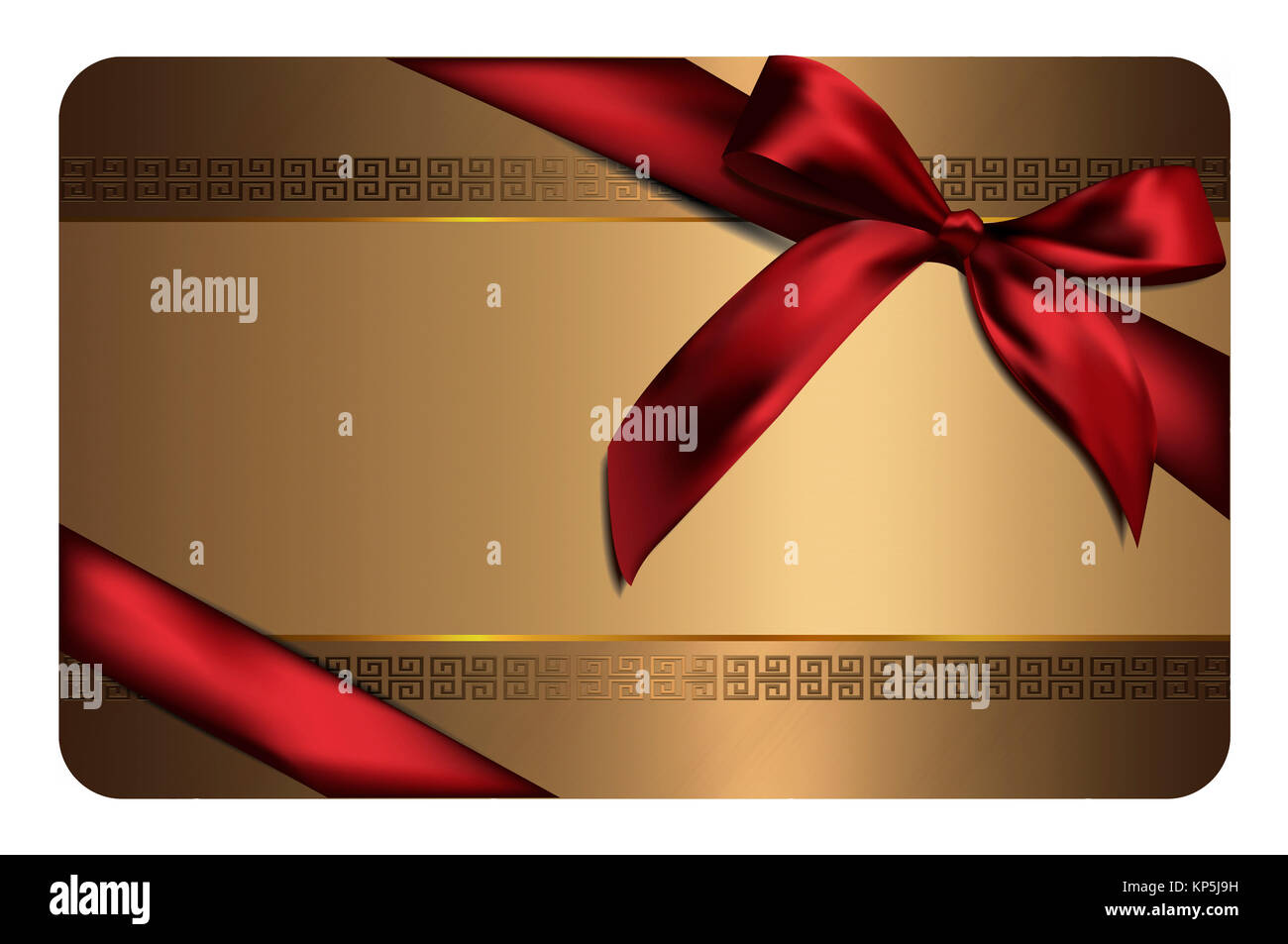 Gold gift card template. Gold background with gold ribbon for the ...