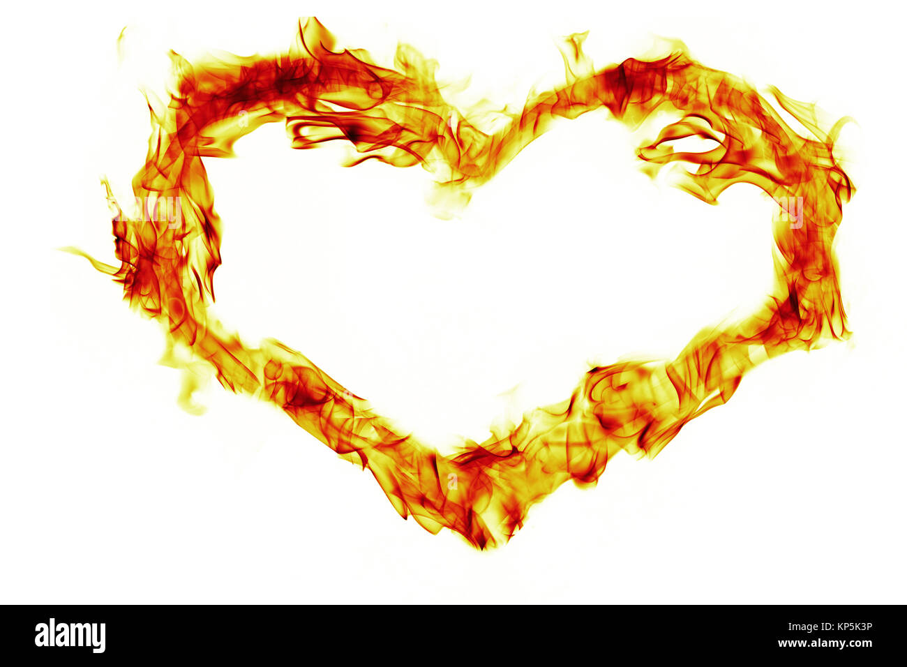 fire heart shape on white background Stock Photo - Alamy