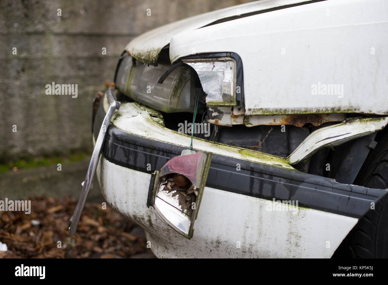 rusty car crash collision accident on an city road highway Stock Photo ...