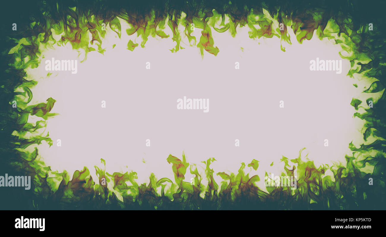 green and red Fire flames frame on white background Stock Photo - Alamy