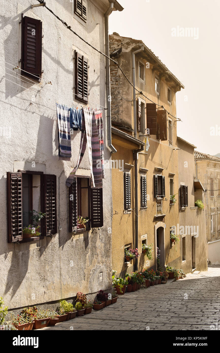 View of Mediterranean Street in Istria. Croatia Stock Photo - Alamy