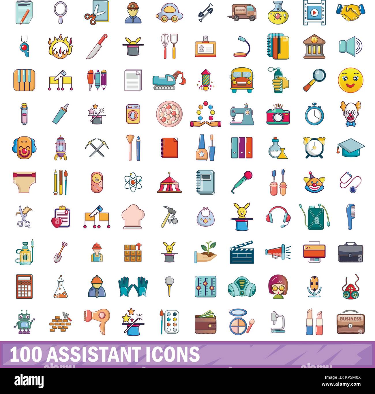 100 assistant icons set, cartoon style Stock Vector Image & Art - Alamy