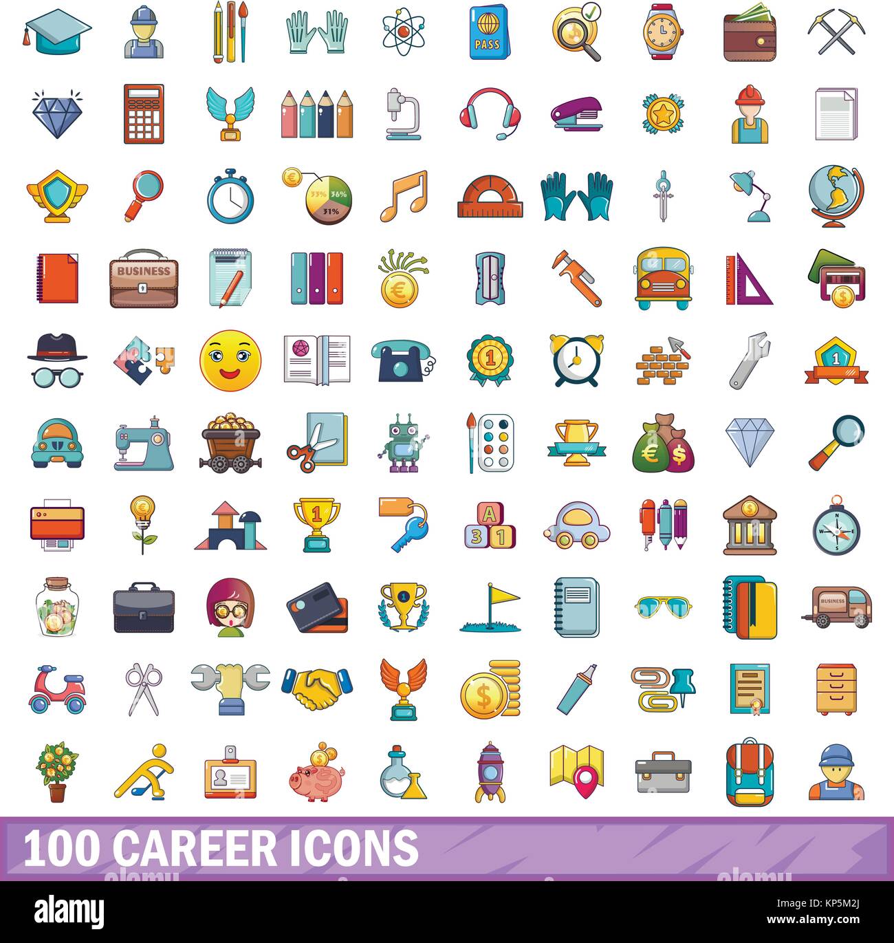 100 career icons set, cartoon style Stock Vector Image & Art - Alamy