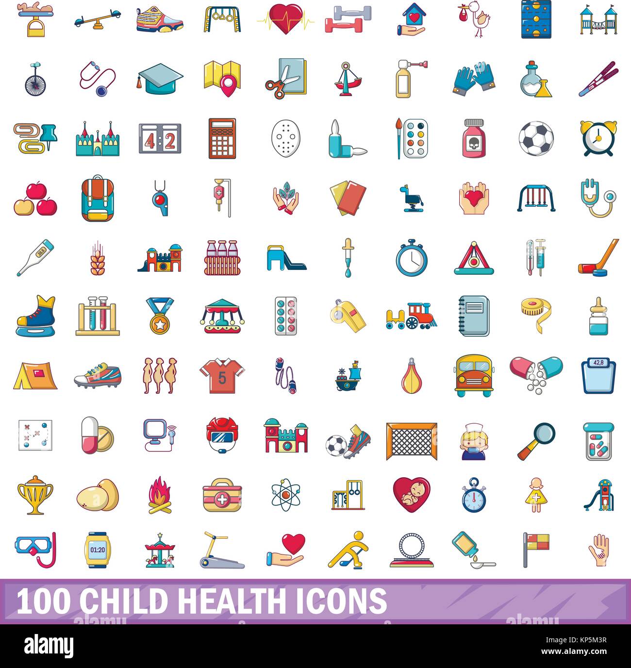 100 child health icons set, cartoon style Stock Vector Image & Art - Alamy