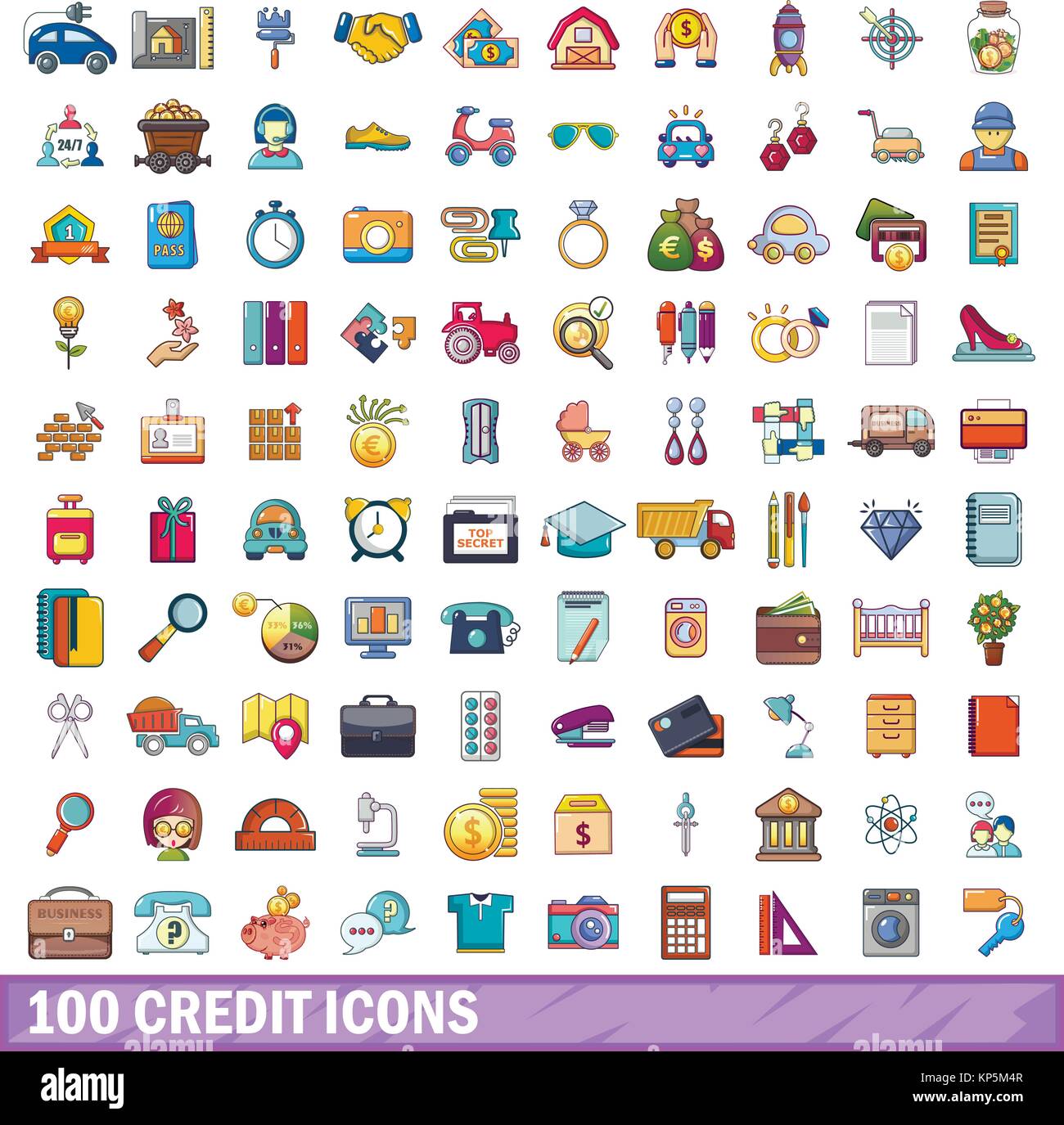 100 credit icons set, cartoon style Stock Vector Image & Art - Alamy