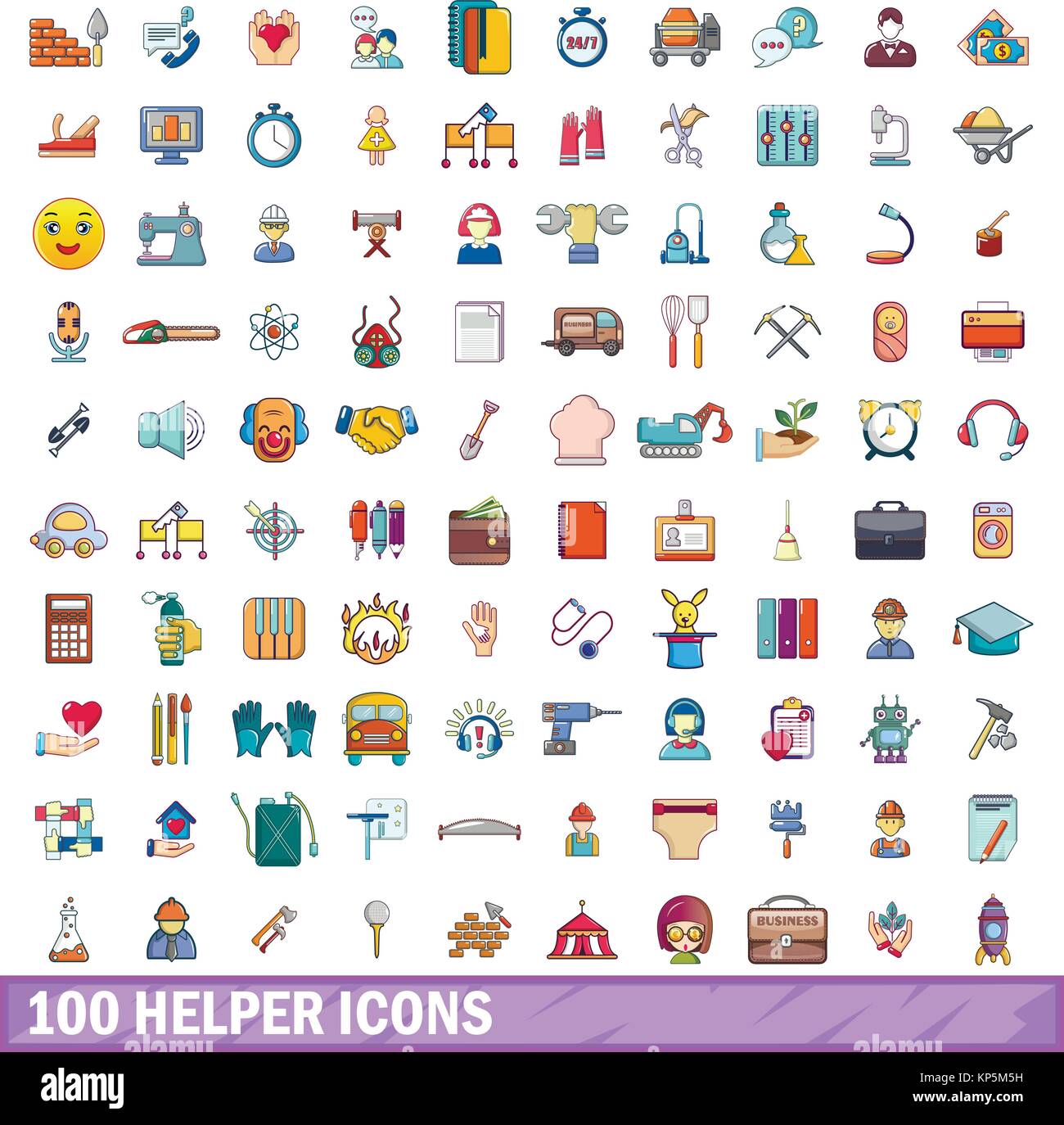 100 helper icons set, cartoon style Stock Vector Image & Art - Alamy
