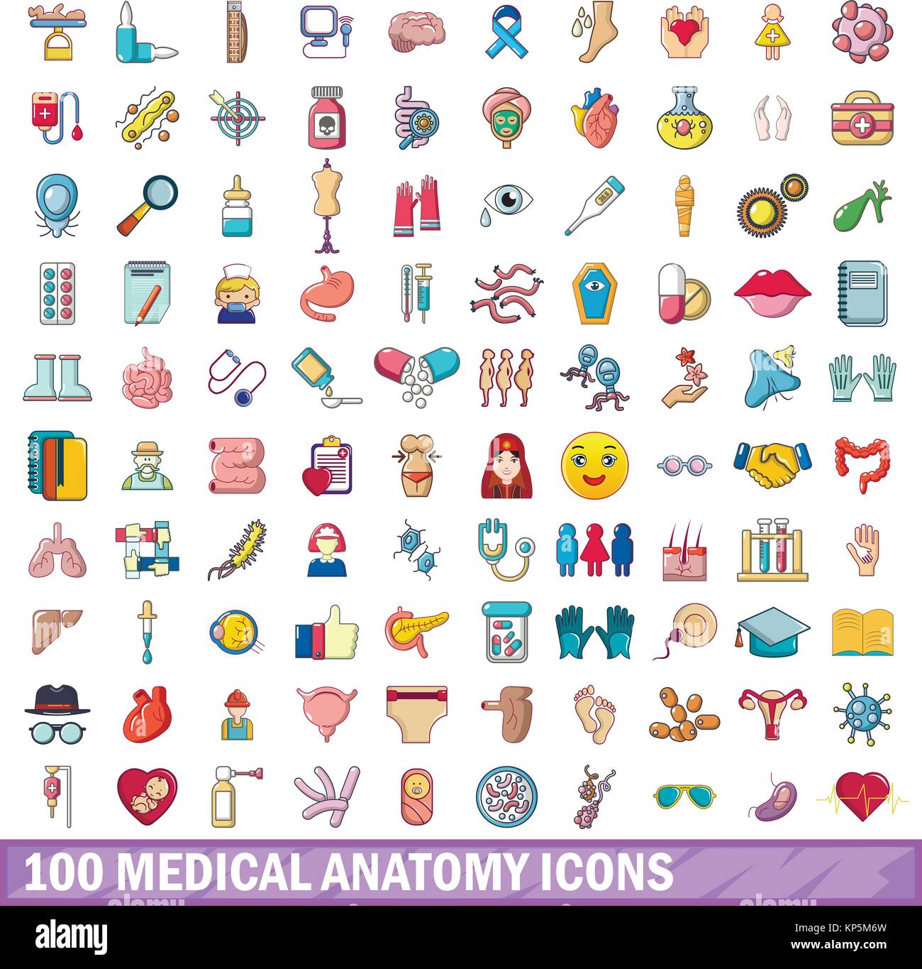 100 medical anatomy icons set, cartoon style Stock Vector Image & Art ...