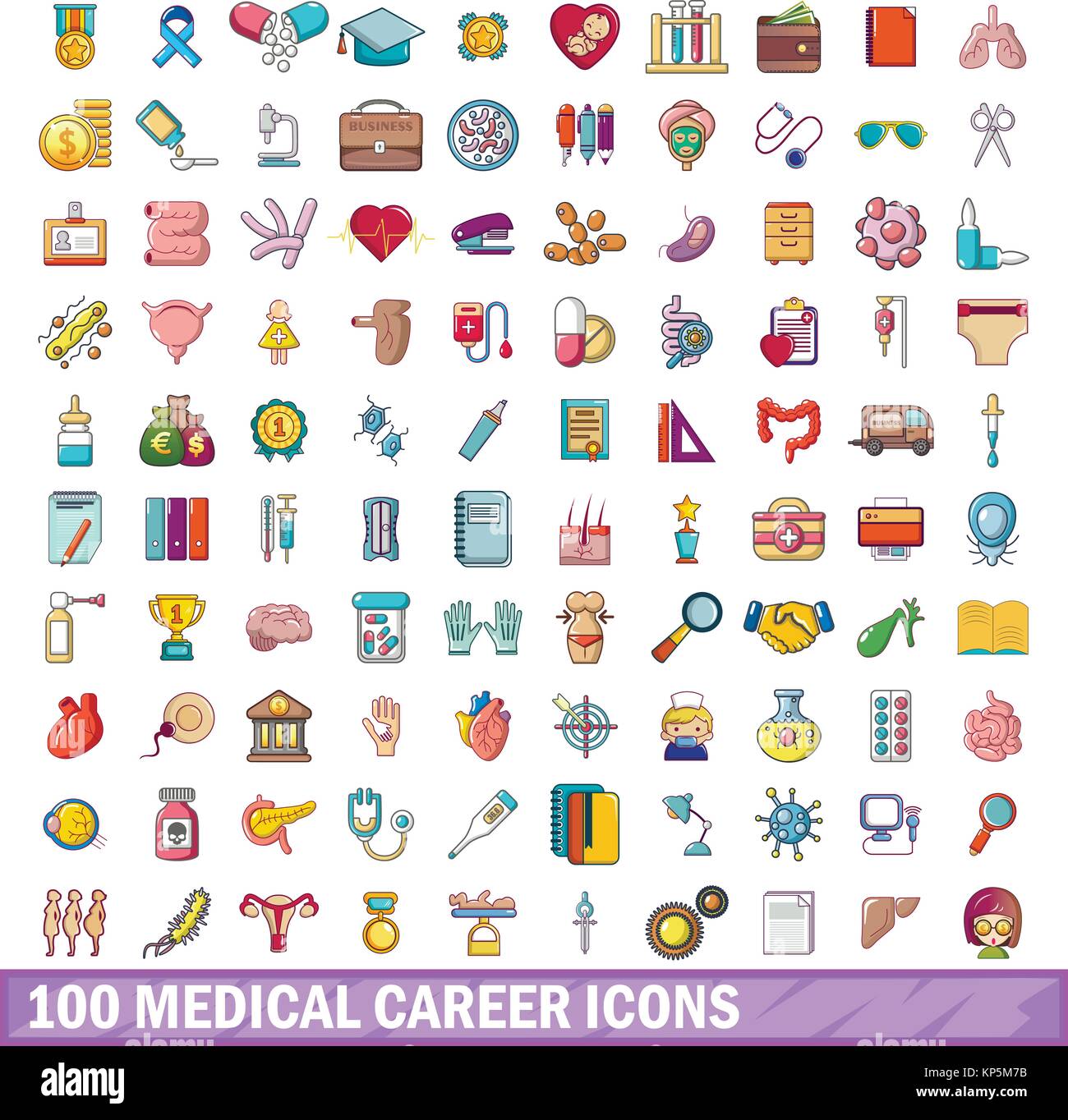 100 medical career icons set, cartoon style Stock Vector Image & Art ...