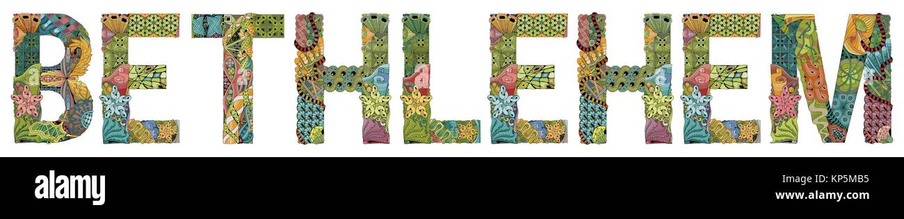 Word Bethlehem. Vector decorative zentangle object Stock Vector Image ...