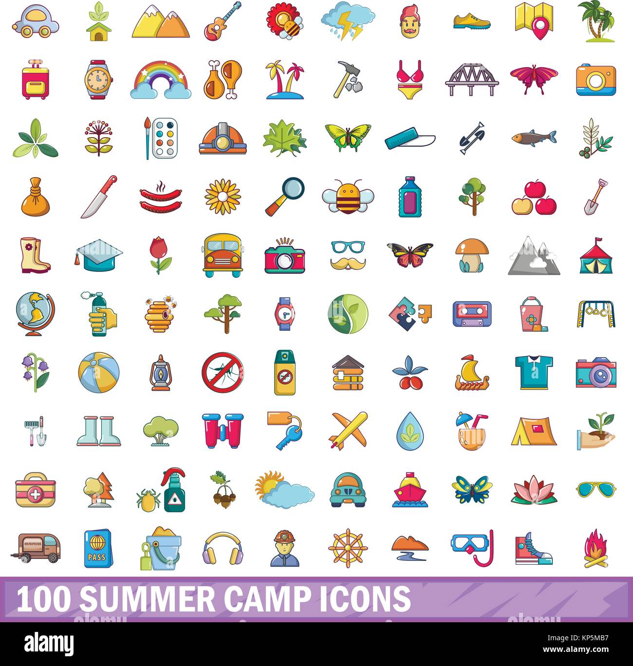 100 summer camp icons set, cartoon style Stock Vector Image & Art - Alamy
