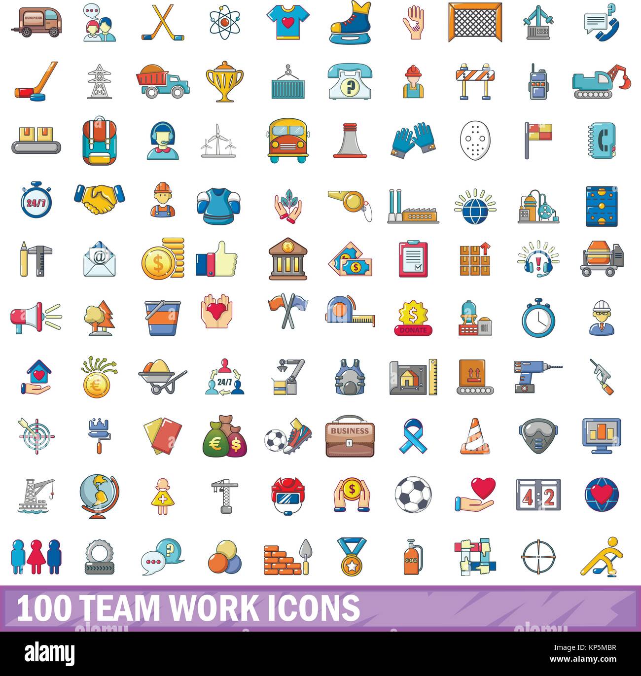 100 team work icons set, cartoon style Stock Vector Image & Art - Alamy