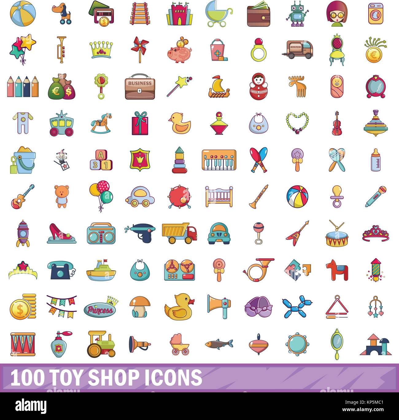 100 toy shop icons set, cartoon style Stock Vector Image & Art - Alamy