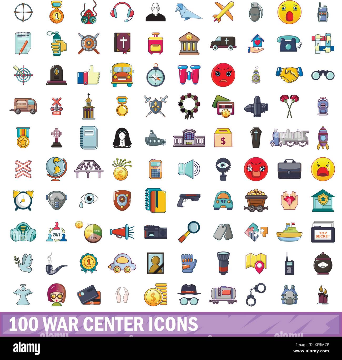 100 war center icons set, cartoon style Stock Vector Image & Art - Alamy