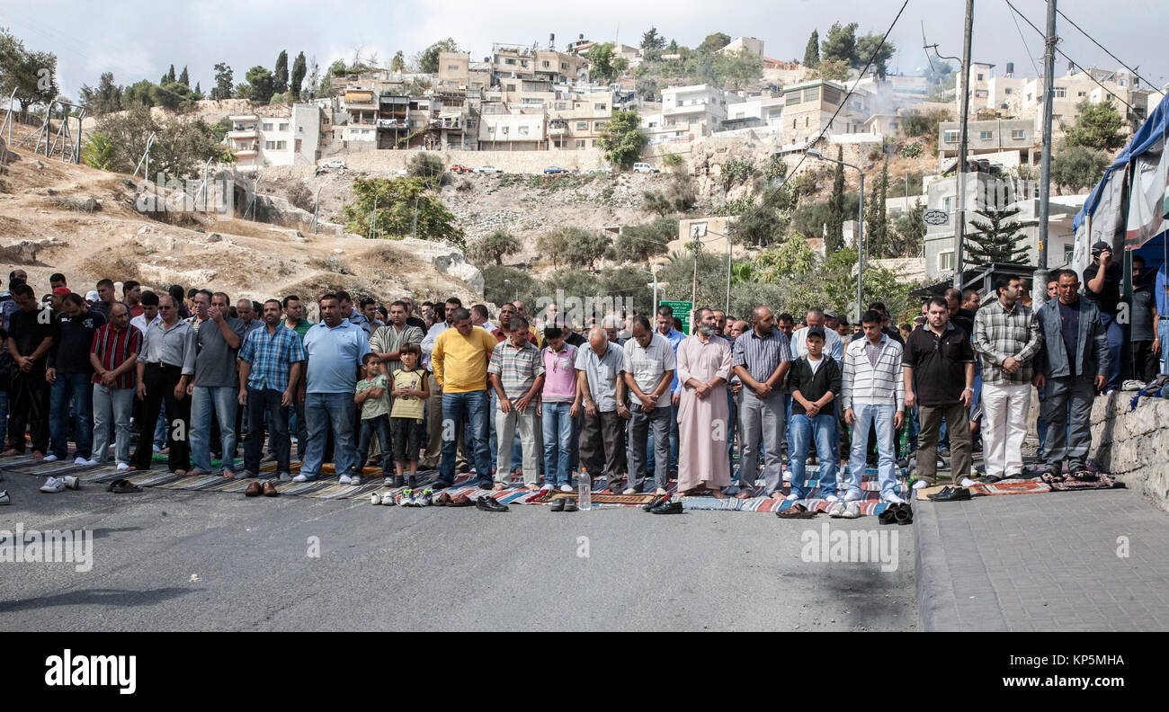 Jerusalem, Israel, October 29, 2010: Palestinians pray on Friday on the ...